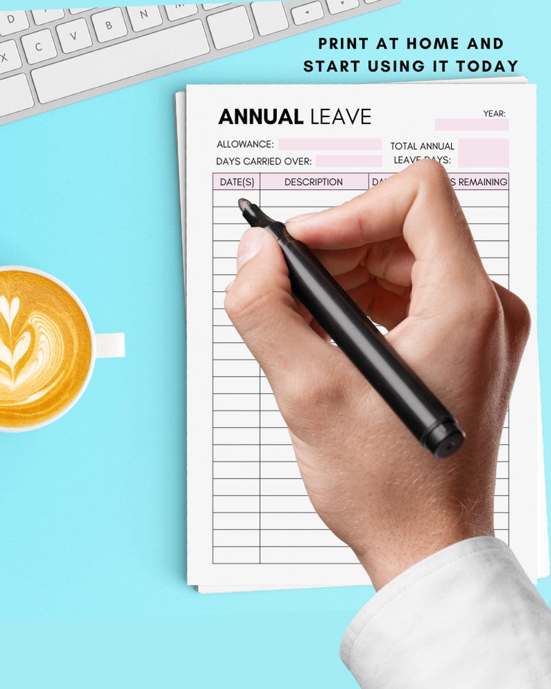Annual Leave Tracker Printable Work Holiday Tracker Days off | Etsy UK