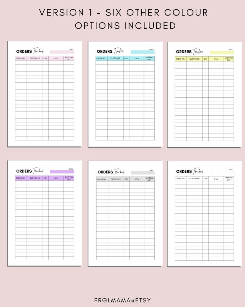 Small Business Planner Template Order Form Order Tracker | Etsy