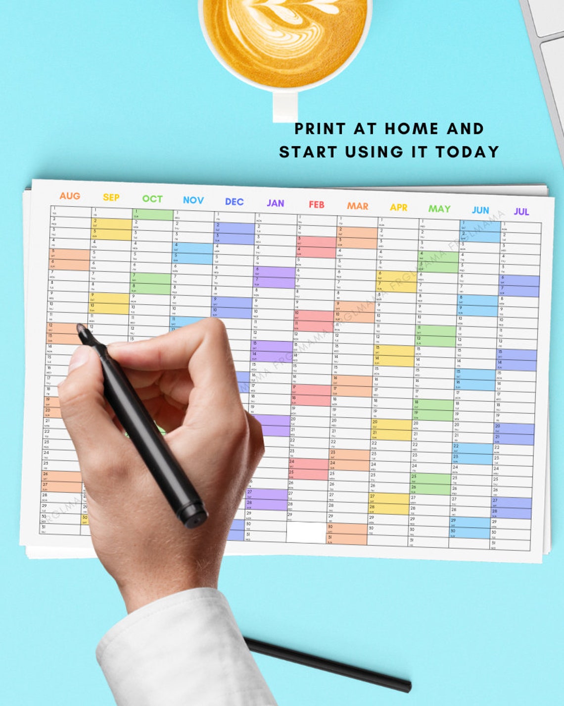 2023/24 Year Planner AUG 2023 JUL 2024 Yearly Planner on 1 - Etsy UK