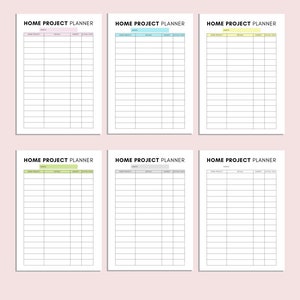 Simple Home Project Printable, Home Project Planner Template ...