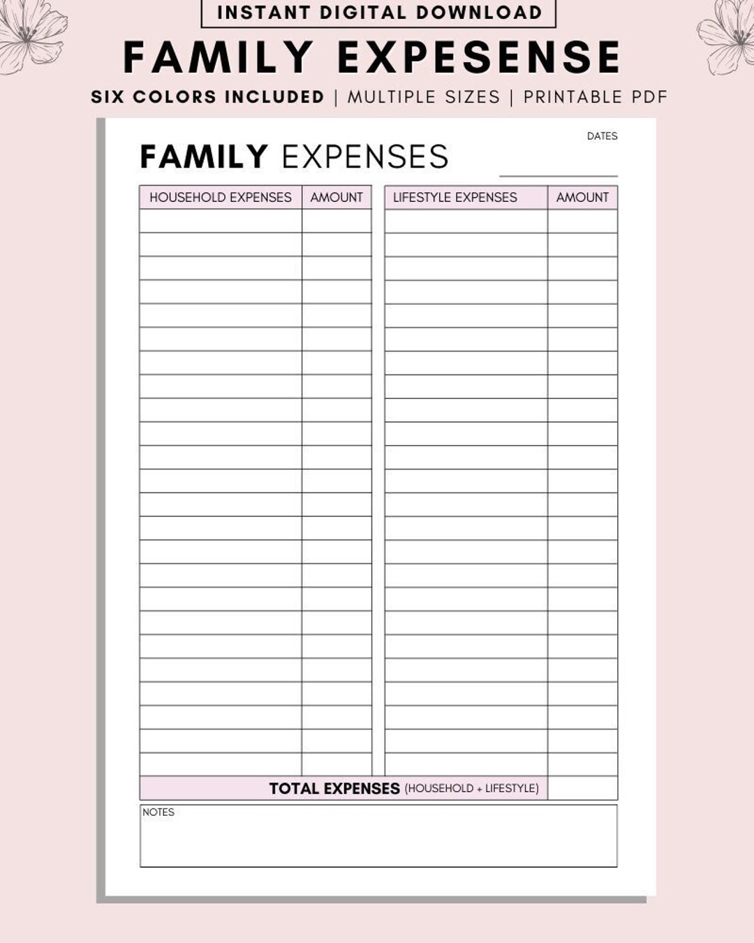 Family Expense Tracker Printable, Expense Tracker, Simple Expense ...