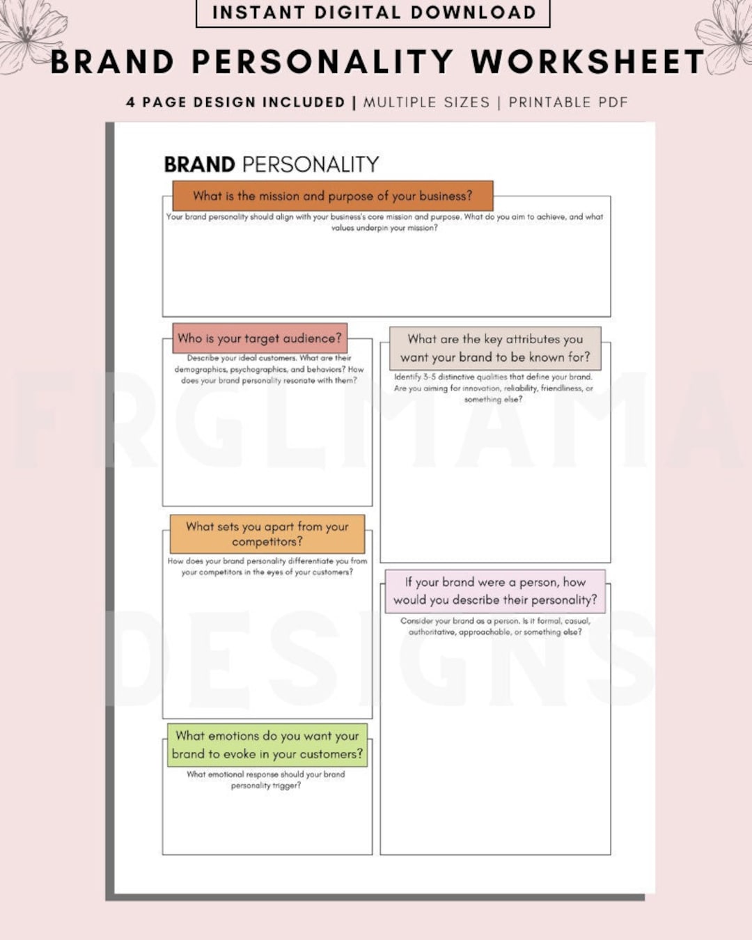 Brand Personality Worksheet: Small Business Branding (PDF Printable) - Etsy