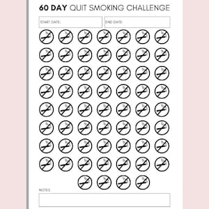 Quit Smoking Printable Challenge. Stop Smoking Tracker, 60 Day ...