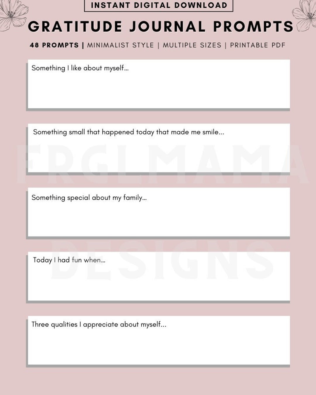 Gratitude Workbook Worksheets, Gratitude Jar Prompts, Positive ...