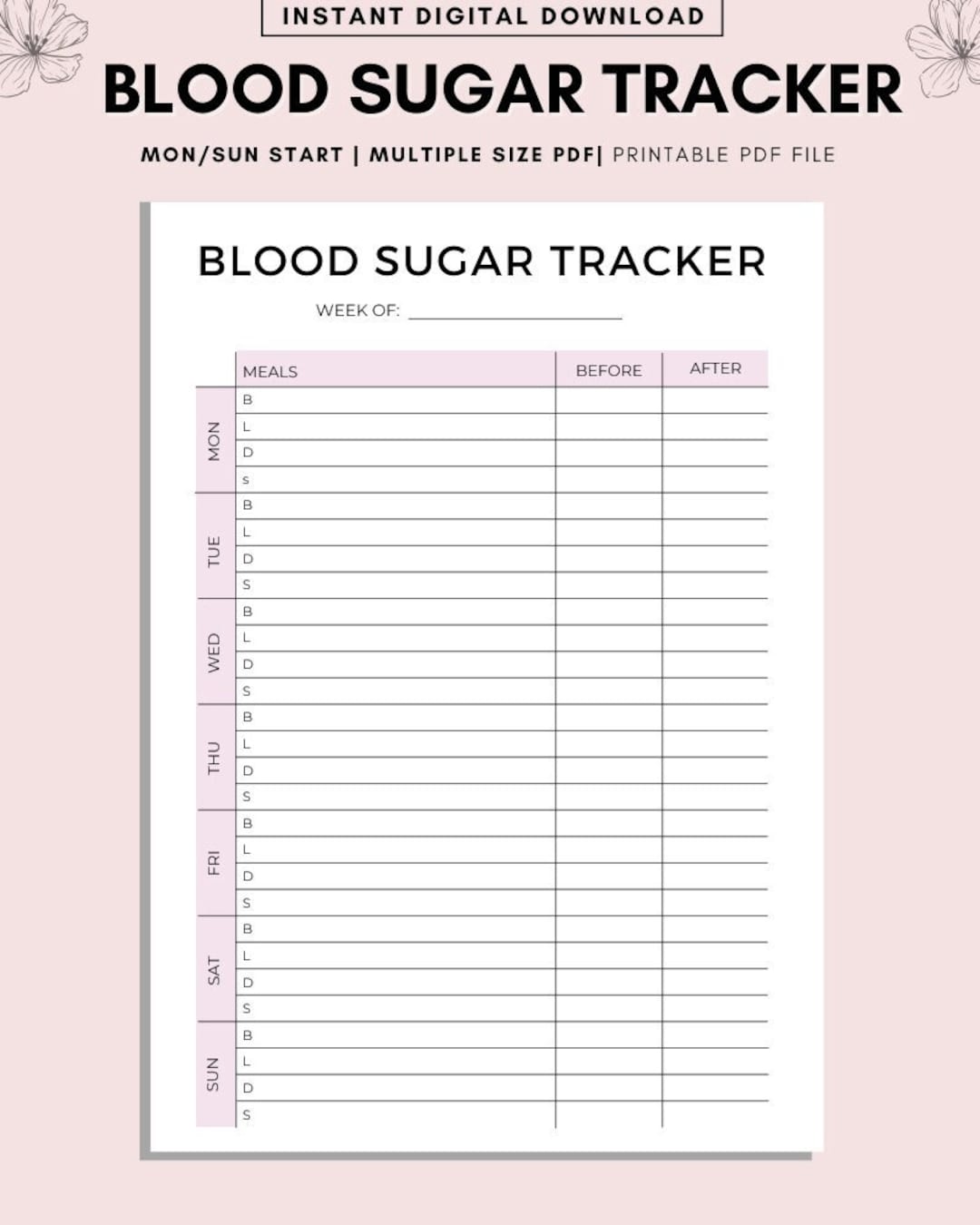 Blood Sugar Tracker, Blood Sugar Log, Blood Sugar Journal, Diabetes ...