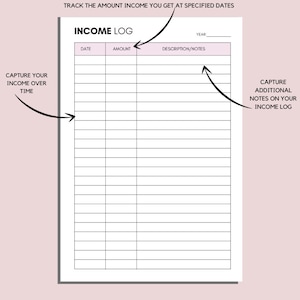 Printable Income Sheet, Income Money Management Worksheet, Personal ...