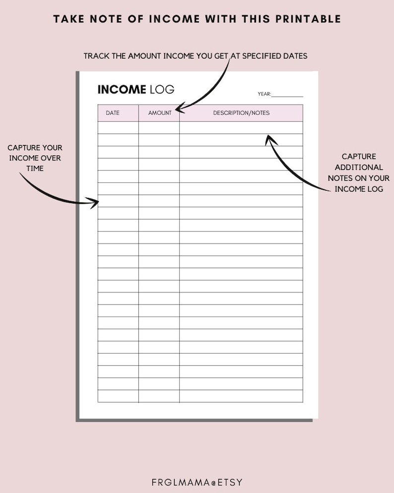 Printable Income Sheet Income Money Management Worksheet - Etsy UK