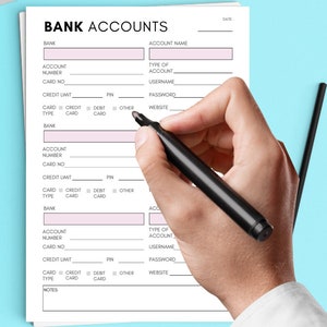 Bank Account Tracker Printable: Banking Log, A4 A5 Letter (digital ...