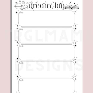 Dream Journal Printable, Log Your Dreams in This Sleep Journal, Dream ...