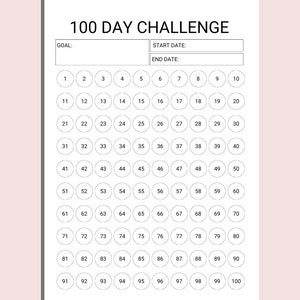 100 Day Challenge Printable Planner, Countdown Calendar, Fitness ...