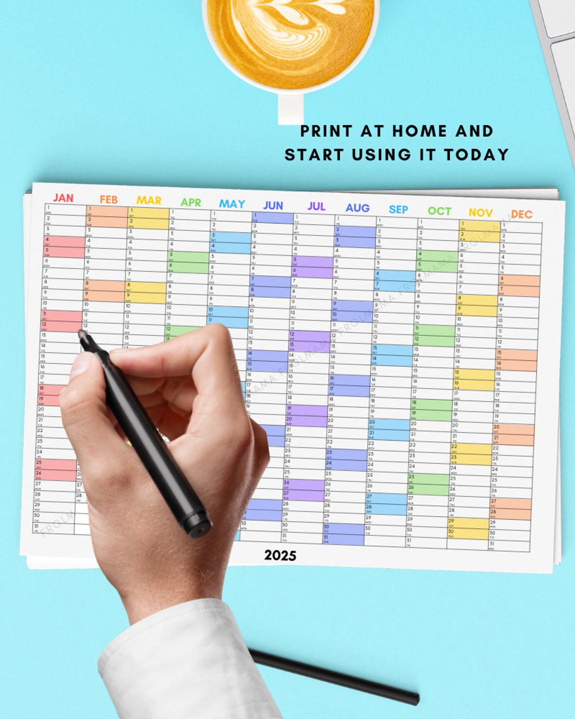 2025 Year Planner: Editable Calendar, Printable PDF, Canva Link - Etsy