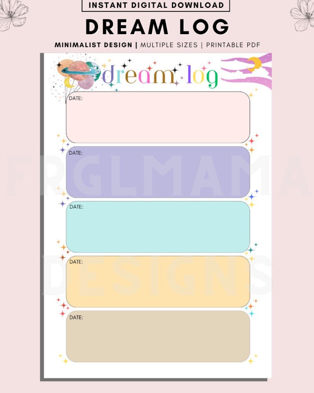 Dream Log Printable: Sleep Journal, Dream Tracker (PDF) - Etsy