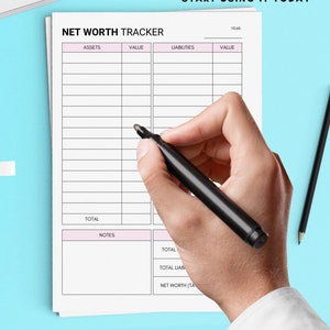 Net Worth Tracker Printable, Asset and Liability Balance Sheet ...