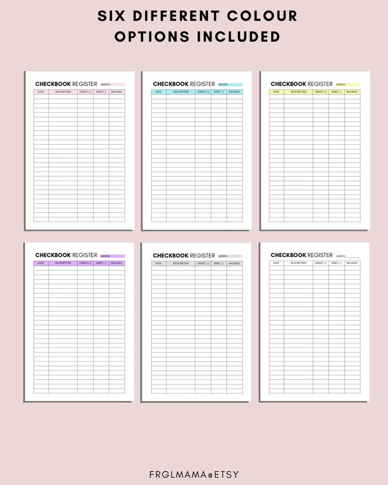 Checkbook Register Printable Transaction Register Planner | Etsy