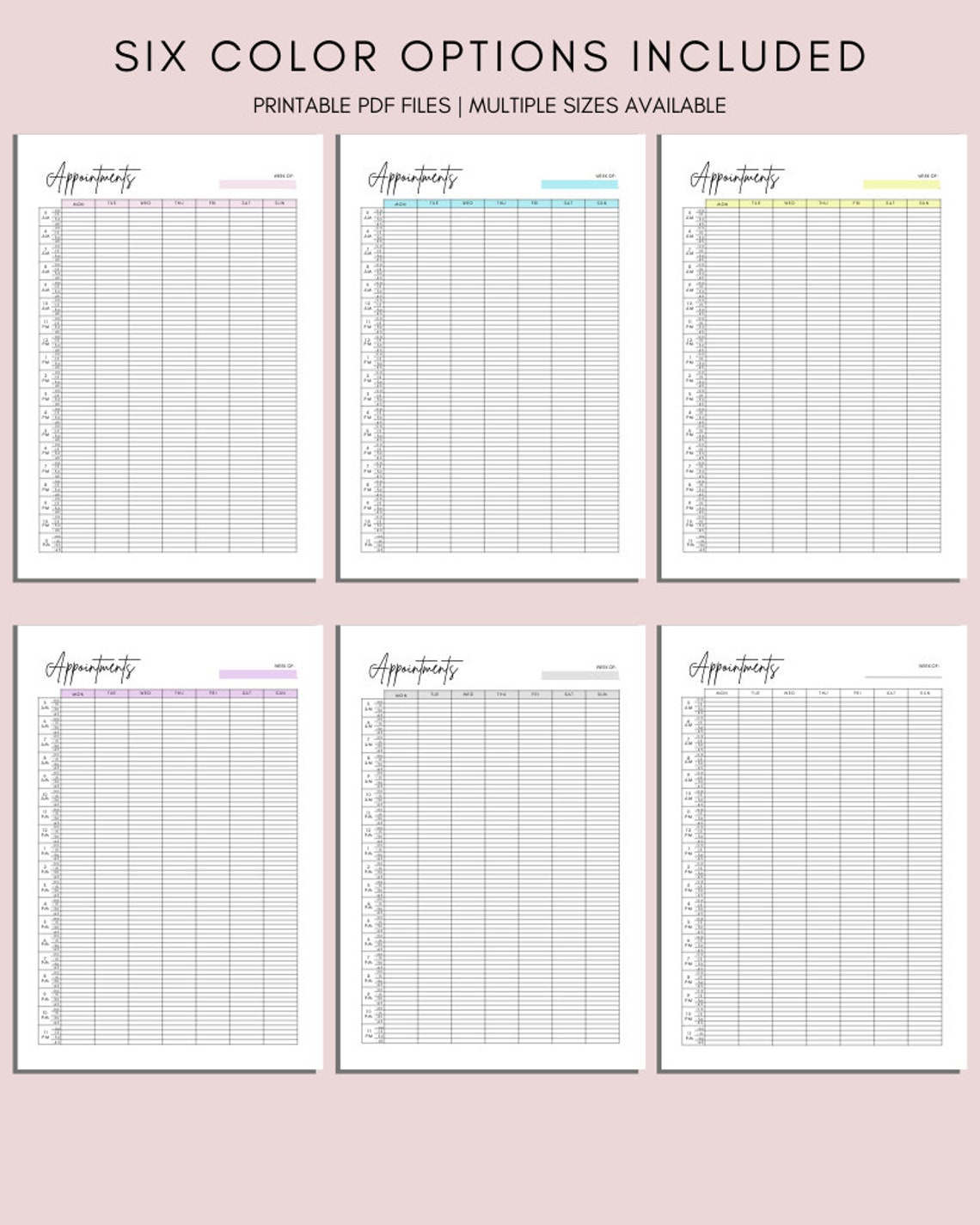 5am Midnight Appointment Tracker Printable 15 Minute - Etsy