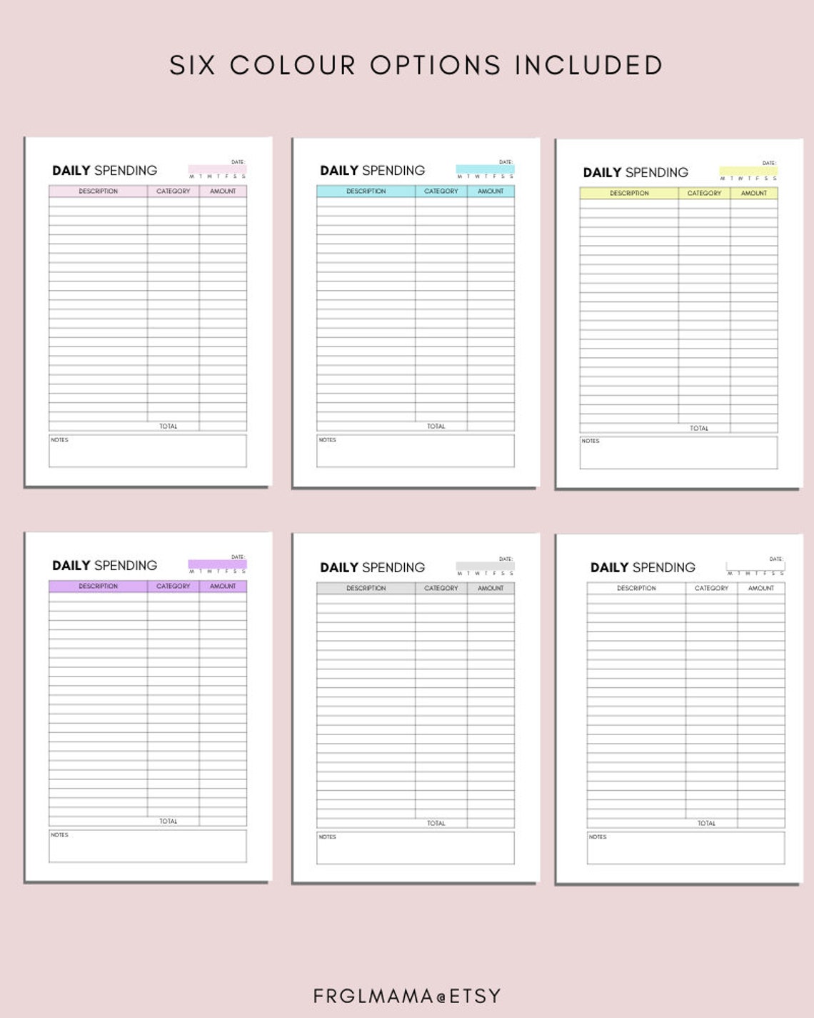 Daily Spending Log: Printable Expense Tracker (A4 A5 Letter PDF) - Etsy