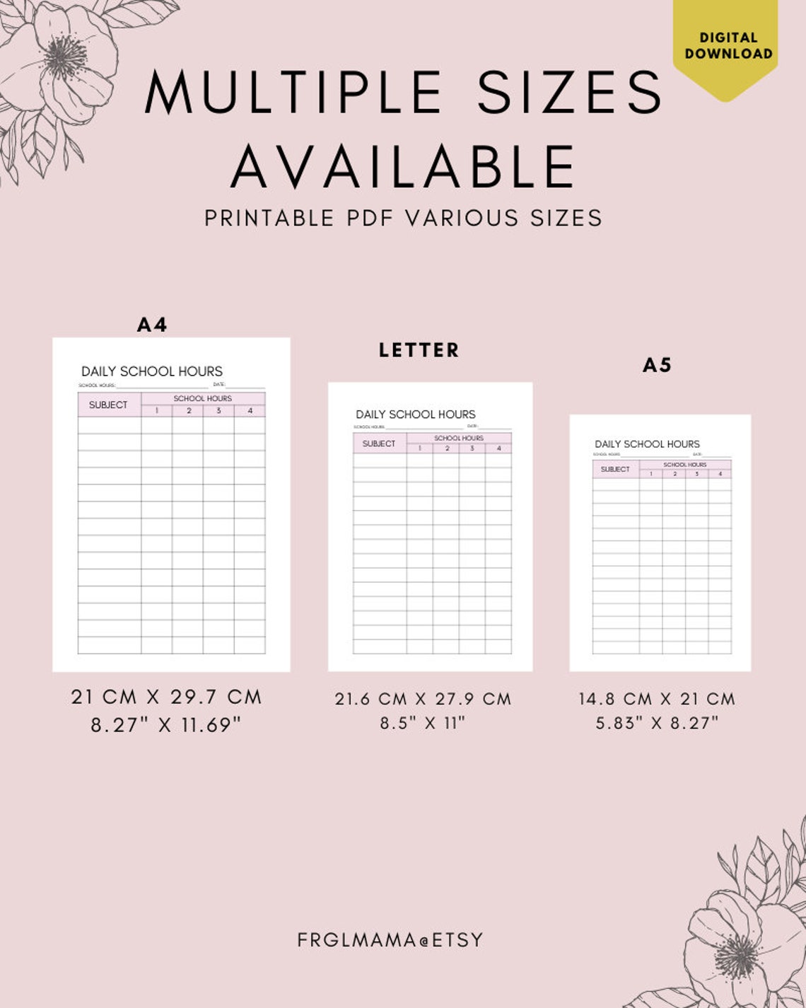 Homeschool Hours Tracker Printable: Academic Report (A4/A5/US Letter ...
