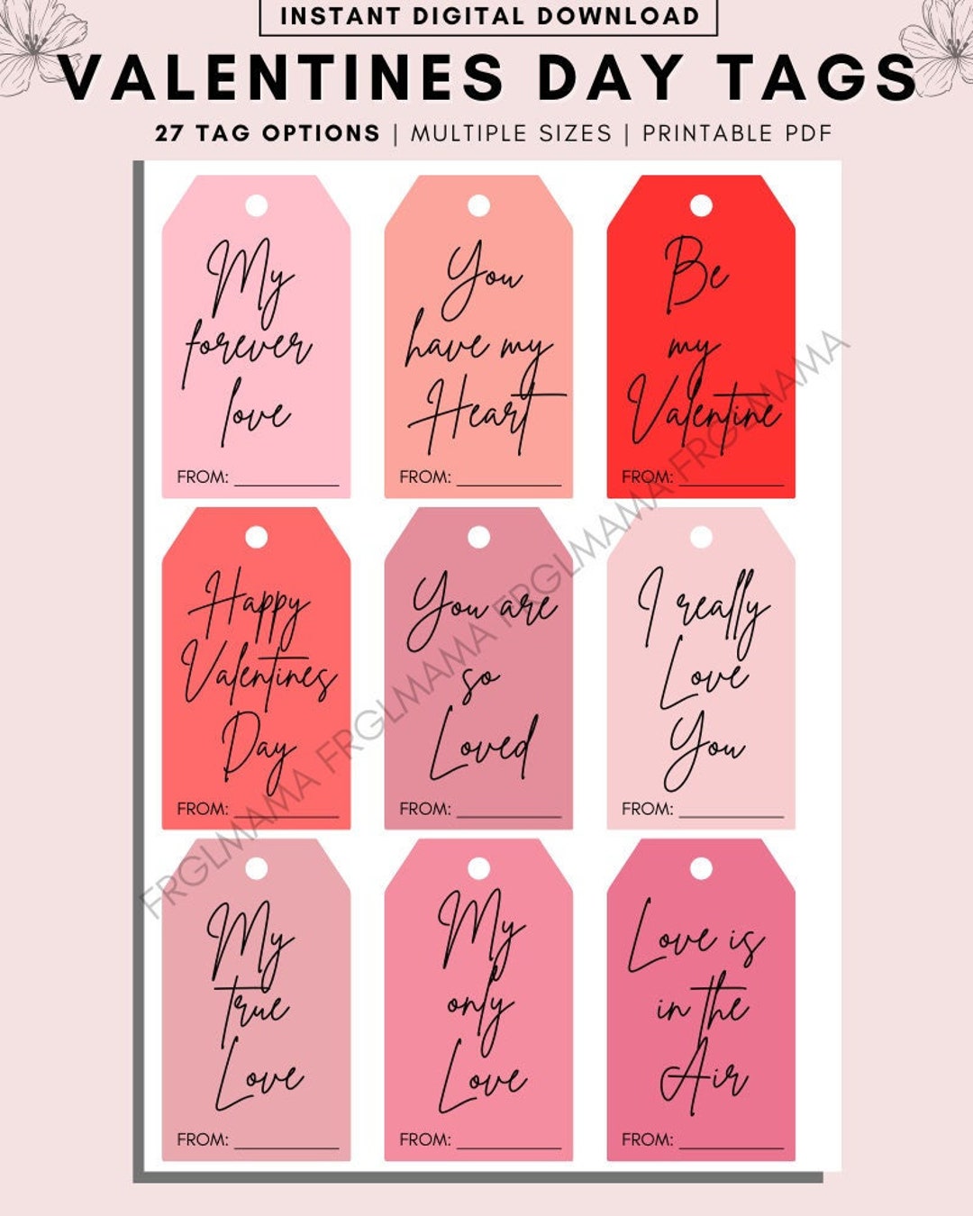 Valentines Gift Tag Printable, Valentines Day Gift Tags, Gift Tags for ...