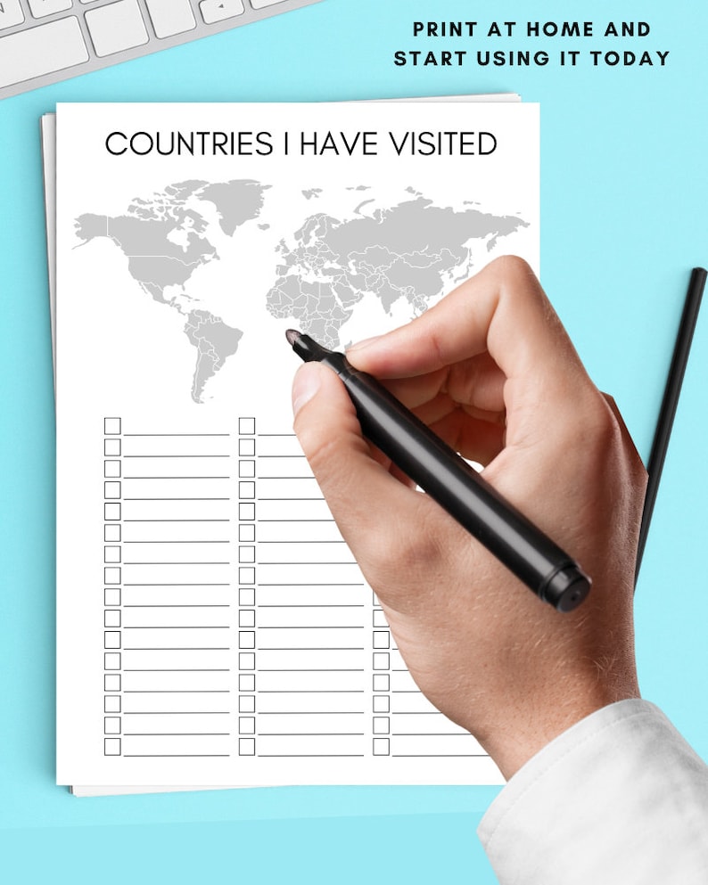 Travel Bucket List Map: Printable Travel Planner (digital Download) - Etsy