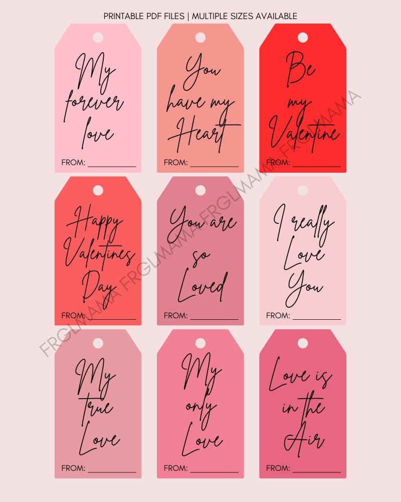 Valentines Gift Tag Printable Valentines Day Gift Tags Gift - Etsy