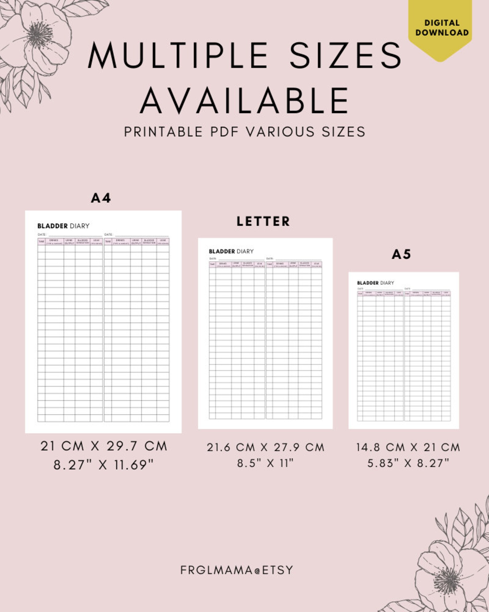 Bladder Diary Tracker Printable: Urination & Symptoms Log (PDF) - Etsy
