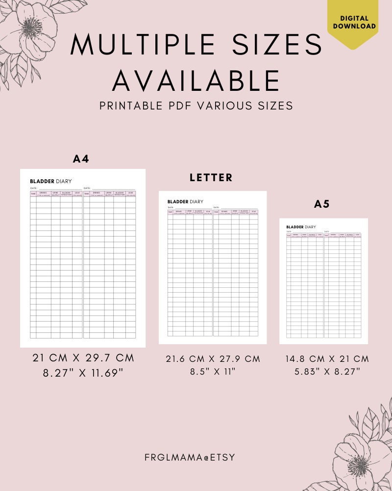 Bladder Diary Tracker Printable: Urination & Symptoms Log (PDF) - Etsy