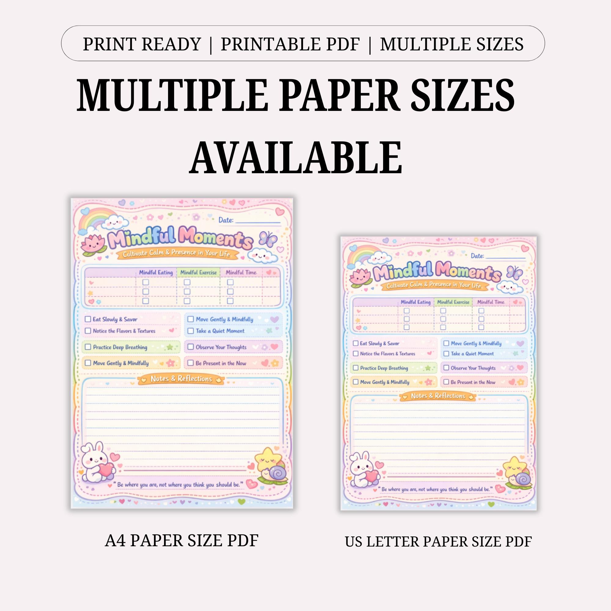 Mindfulness Daily Tracker Printable | Simple Self Care Planner PDF ...