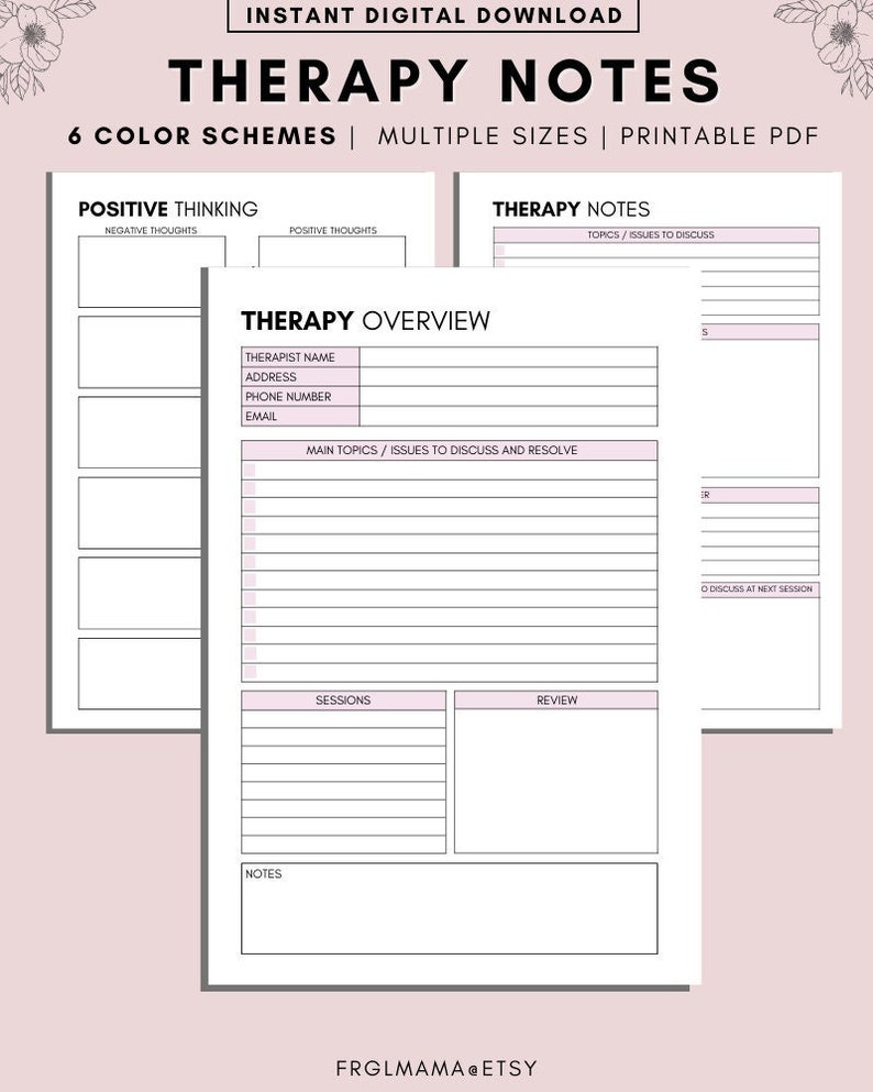 Therapy Notes Planner Printable Mental Health Printable | Etsy