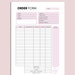 Order Form, Order Tracker Printable, Small Business Planner Template ...