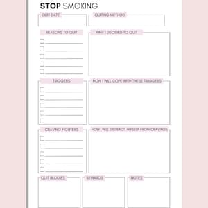 Stop Smoking Planner Printable, Quit Smoking, Quit Smoking Naturally ...