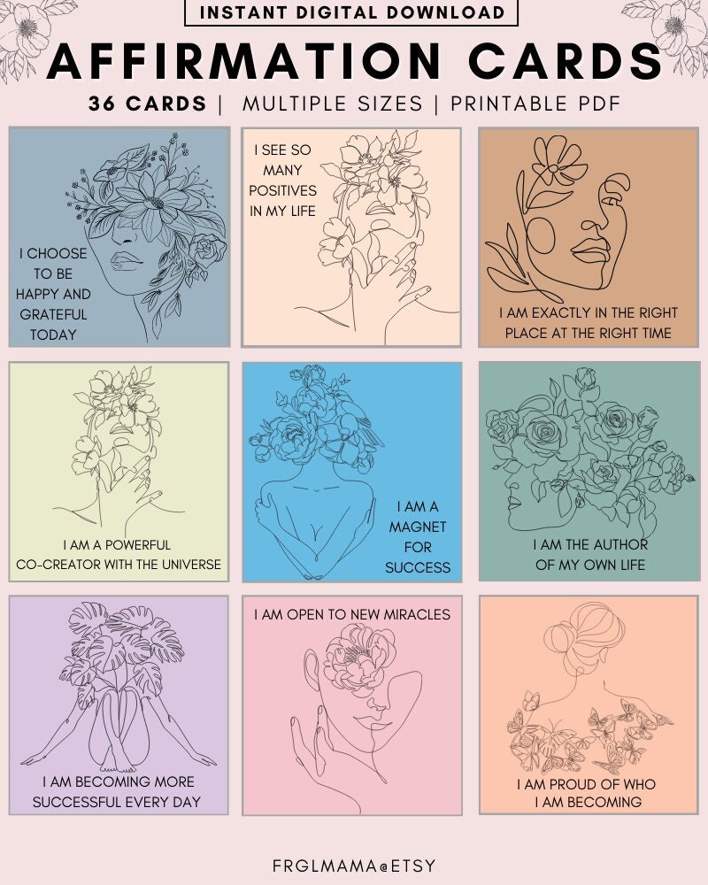 Affirmation Cards Printable Affirmation Deck Manifestation - Etsy UK