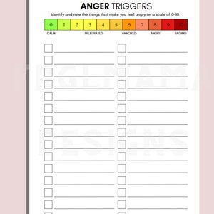 Anger Trigger Worksheet, Anger Worksheets, Therapy Tools, Therapy ...