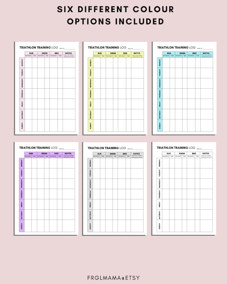 Triathlon Training Log: Printable Workout Planner (A4 A5 Letter PDF) - Etsy