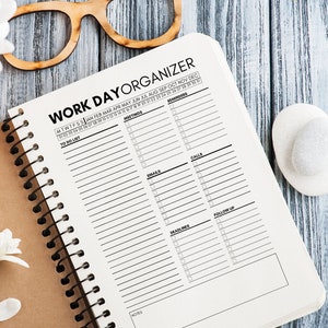 Work Checklist Template, Work Day Organizer Planner Page, Work Planner ...