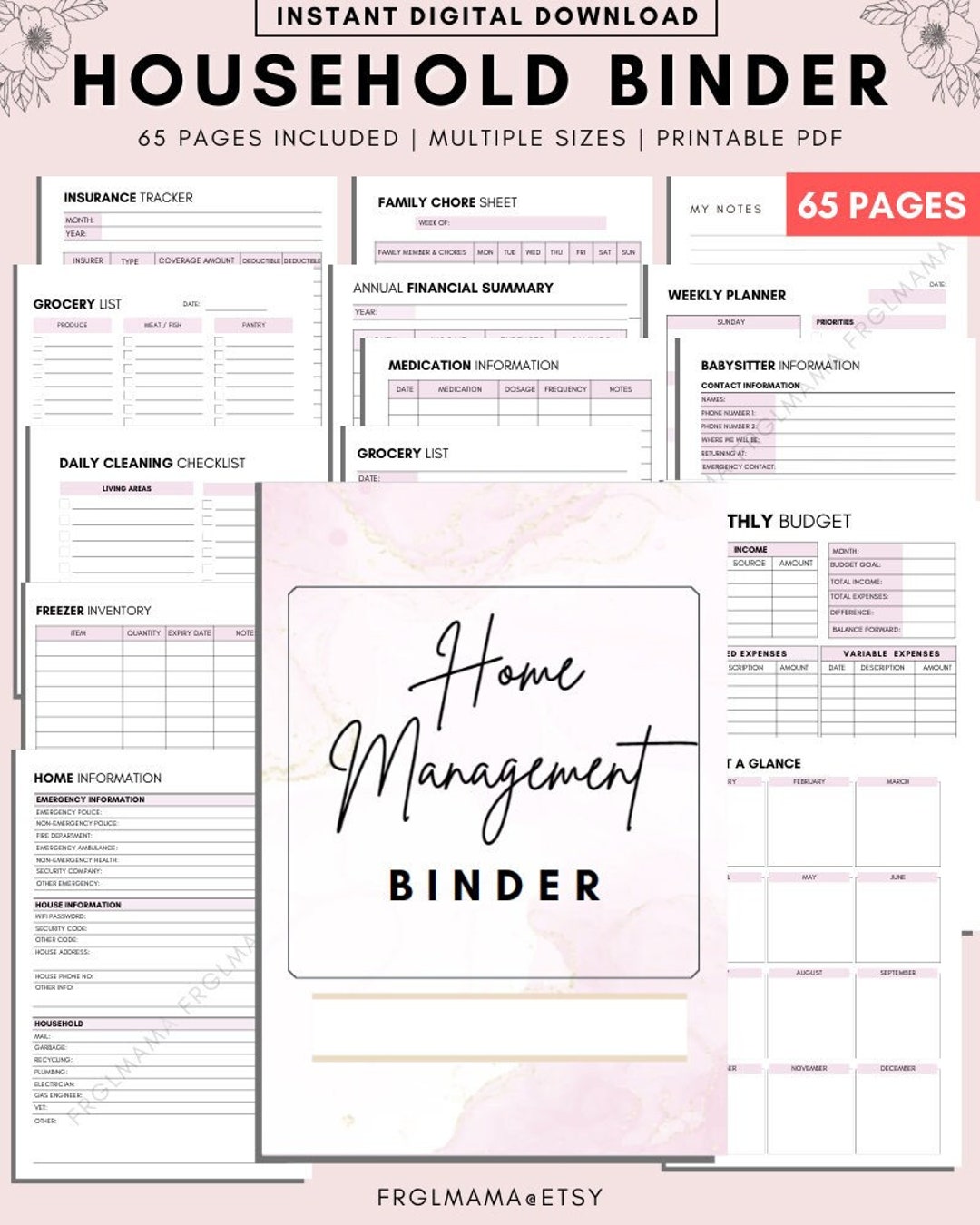 Household Binder Printable, Home Management Planner, Household Planner ...