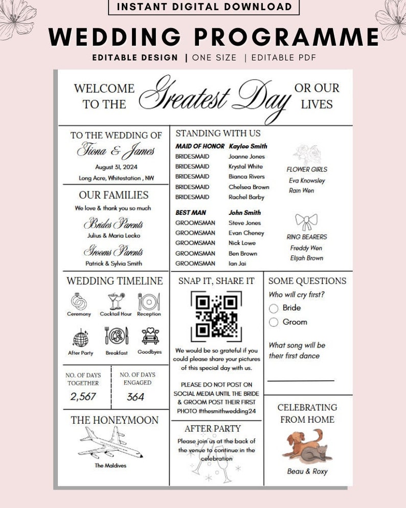 Wedding Program Infographic Template: Timeline & Checklist (canva ...