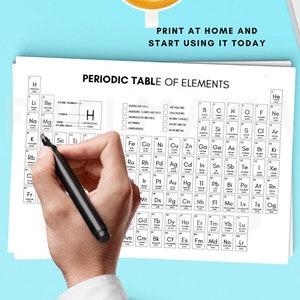 Periodic Table Printable, Color Your Own Periodic Table of Elements for ...