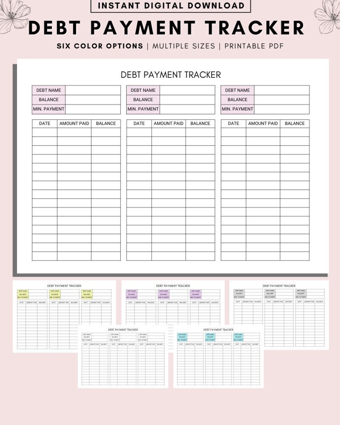Debt Payment Tracker Printable, Snowball Debt Tracker, Debt Progress ...