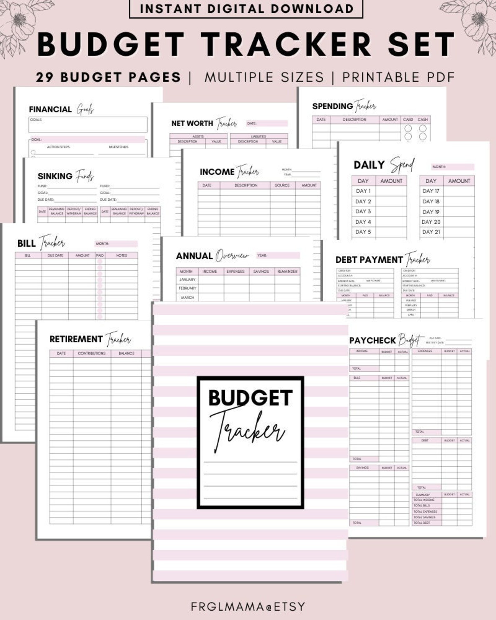 Budget Tracker Printable Set, Financial Planner Printable, Savings ...