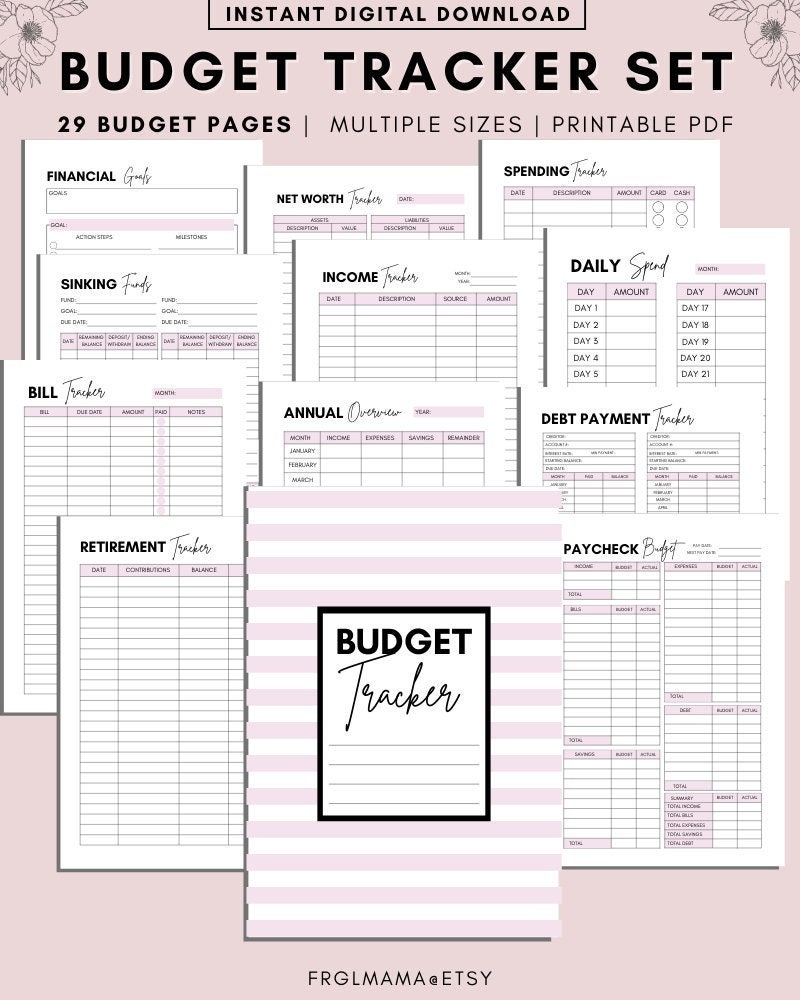 Budget Tracker Printable Set Financial Planner Printable - Etsy Canada