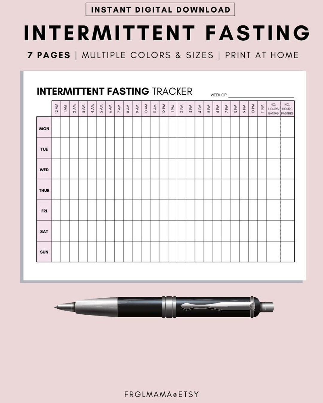 Intermittent Fasting Tracker, Weekly Fasting Tracker, Fasting Printable ...