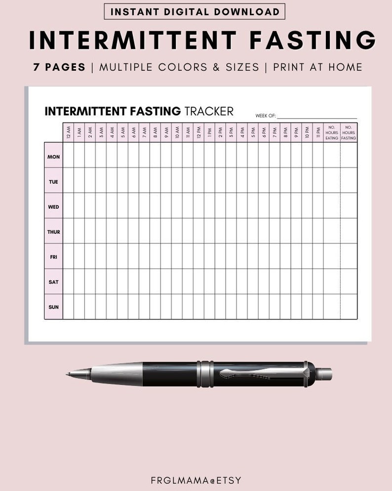 Intermittent Fasting Tracker Weekly Fasting Tracker Fasting - Etsy