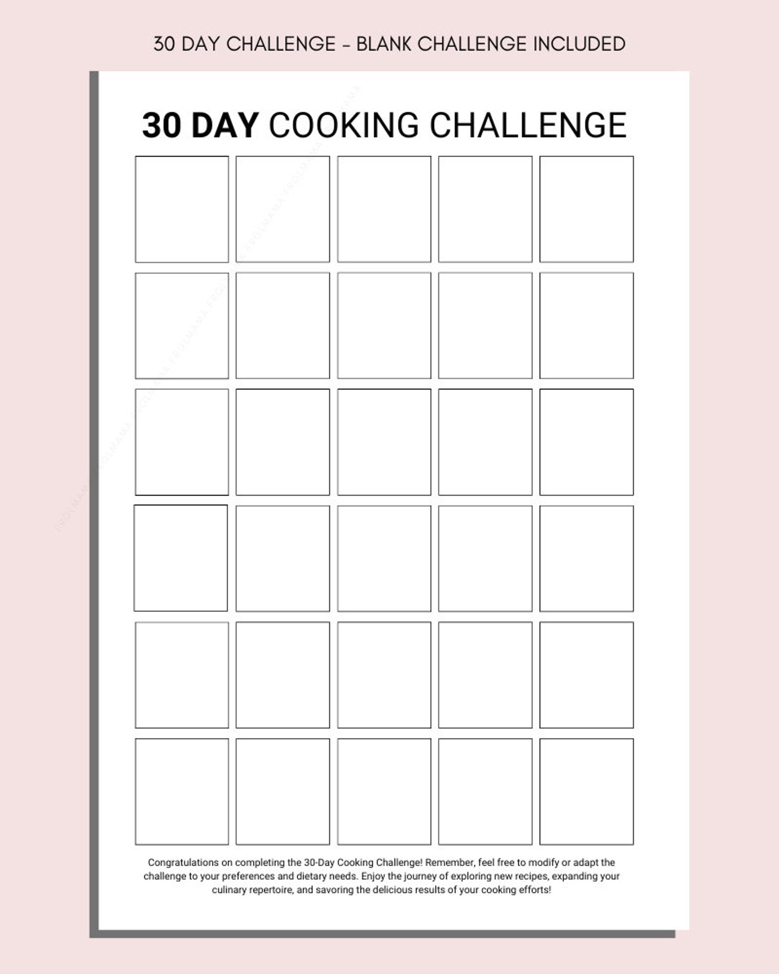 30-day Cooking Challenge Printable: Healthy Eating Tracker (PDF) - Etsy