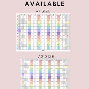 A1/A2 2024 Year Calendar Printable, 2024 Wall Planner, Yearly Calendar ...