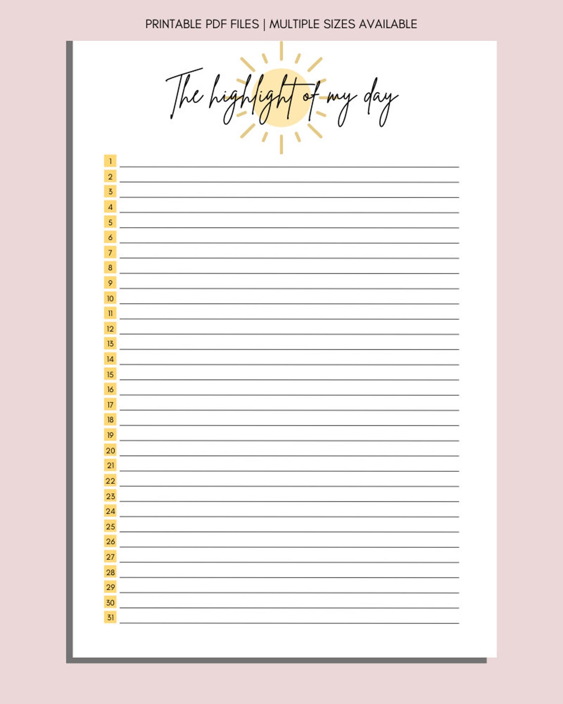 Daily Check in Journal Daily Gratitude Journal Printable | Etsy
