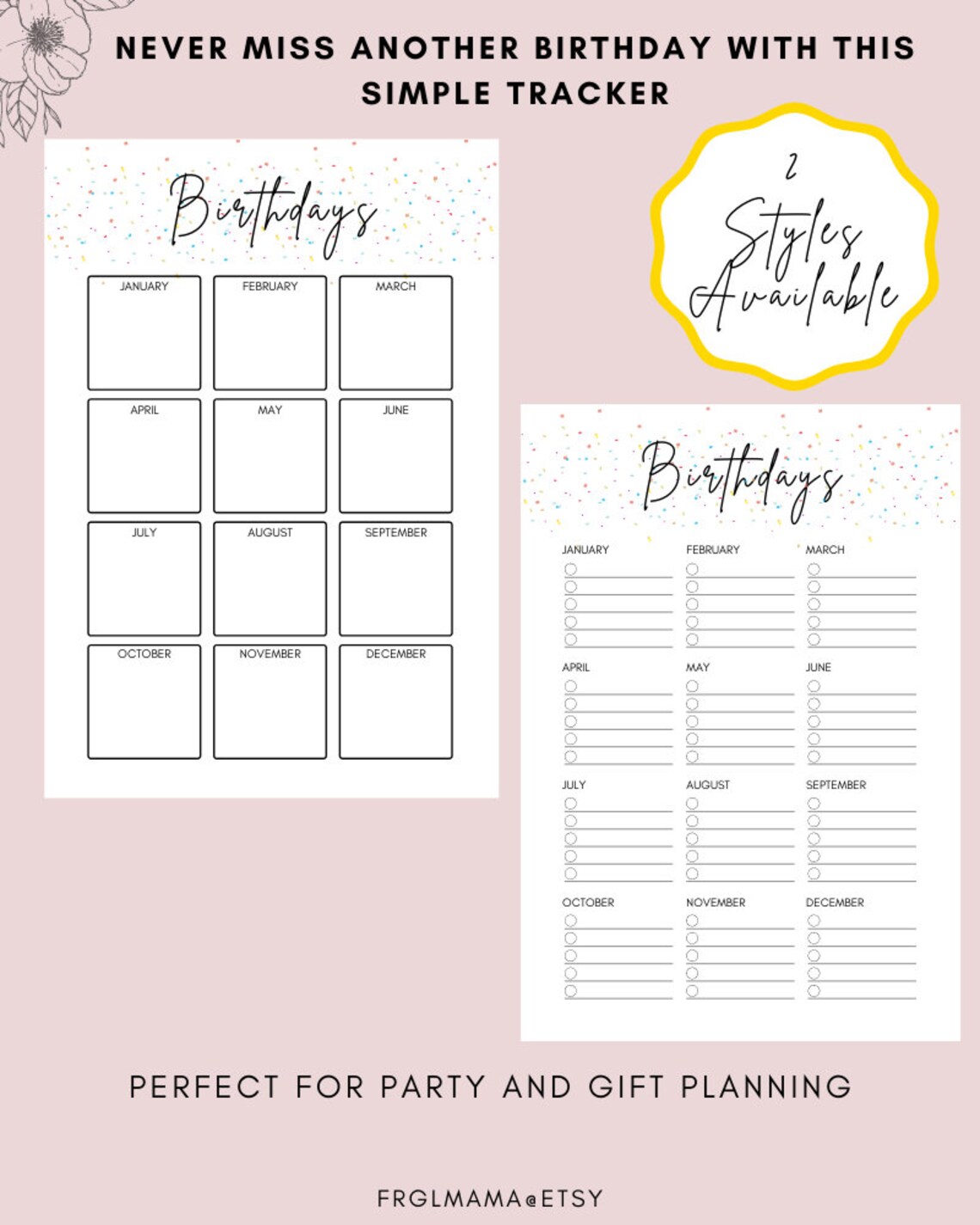 Important Dates Planner Birthday Tracker Birthday Calendar - Etsy