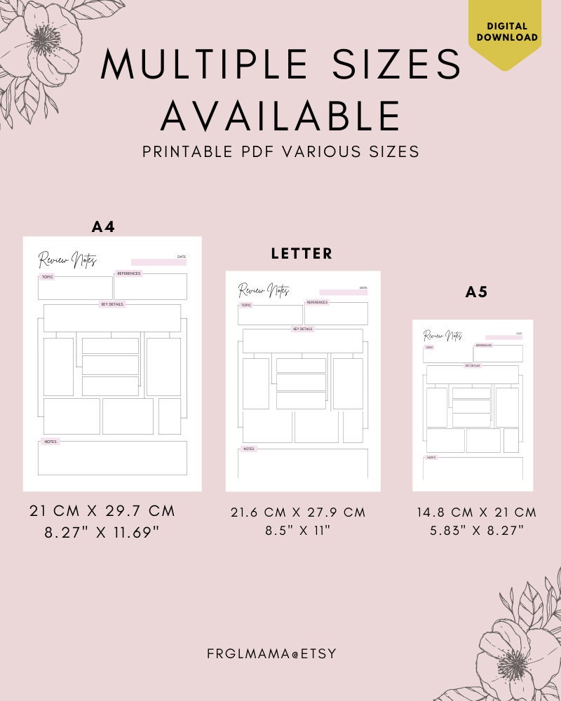 Note Writing Template Printable Lecture Notes Re-writing | Etsy