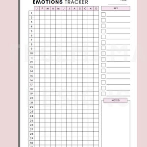 Emotions Tracker Printable, Mood Tracker Printable, A Year in Pixels ...