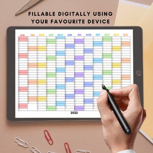 2022 Year Planner Yearly Planner on 1 Page Landscape, Vertical Planner ...