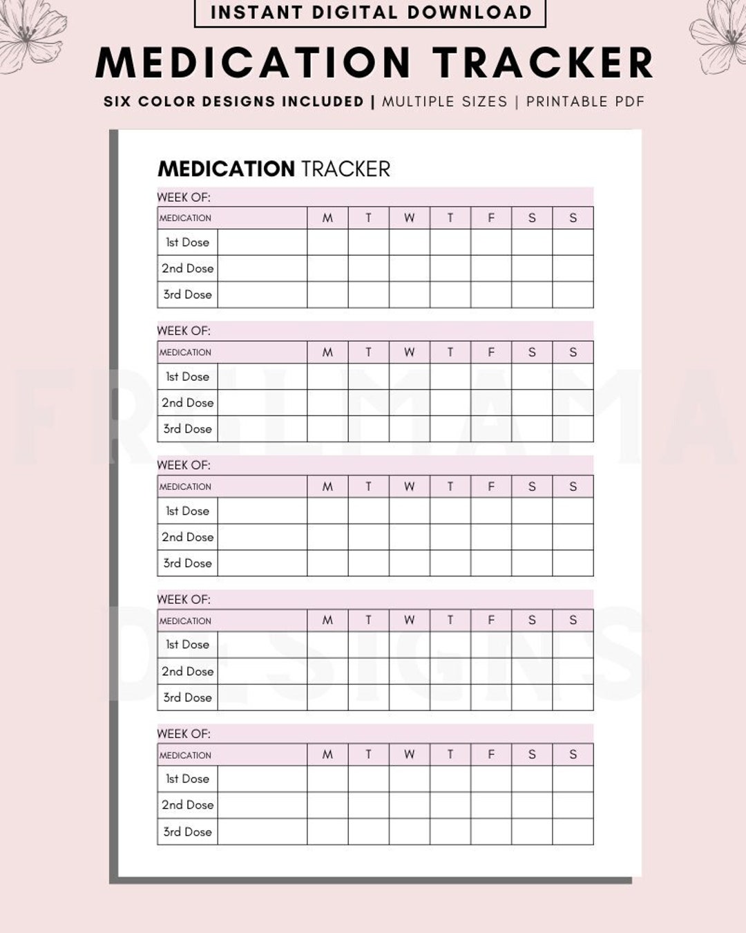 Printable Medication Tracker, Monthly Medication Tracker Printable ...